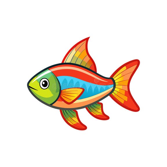 Bright Glofish Illustration Featuring Dynamic Colors Stock Illustration ...