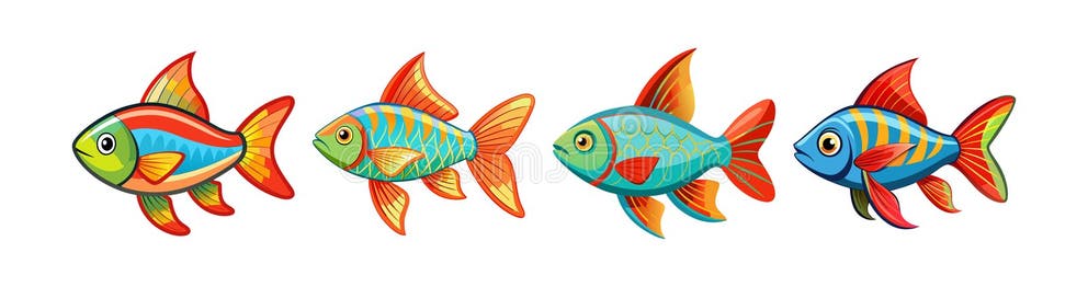 Bright Glofish Illustration Featuring Dynamic Colors Stock Vector ...