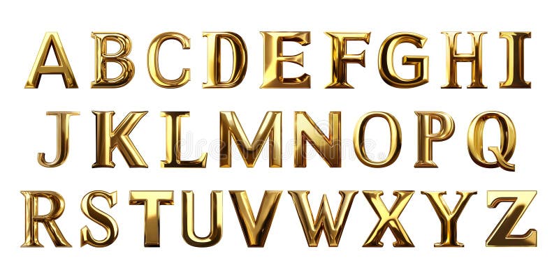 Bright Glossy Gold Alphabet Stock Photo - Illustration of luxury, style ...