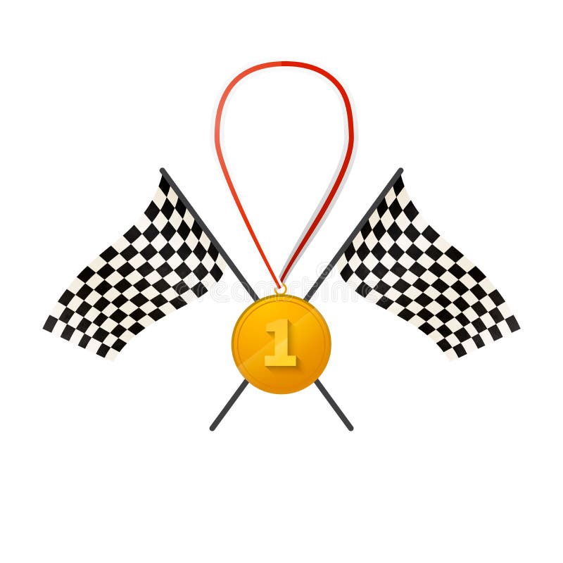 Bright Glossy Golden Medal for First Place with Flags Stock Vector ...
