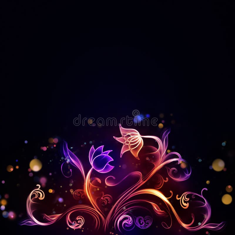 Bright Glowing Abstract Floral Pattern Stock Illustration ...