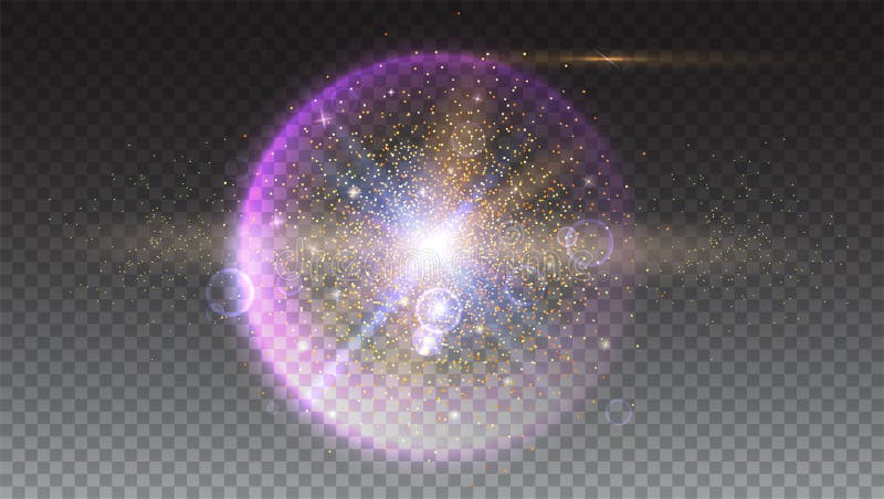 Bright Glowing Ball Filled with Particles and Dust Stock Vector ...