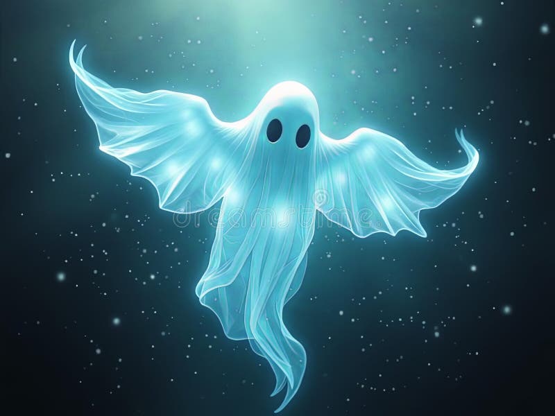 Bright Glowing Blue Ghost in the Dark Stock Illustration - Illustration ...
