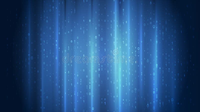 Bright Glowing Blue Tech Motion Background with Binary Code Numbers Stock Video - Video of ...