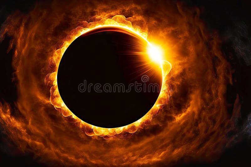 Bright Glowing Circle in Sky Formed by Total Sun Eclipse Stock ...