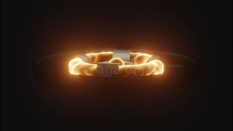 Bright Glowing Fire Circular Shapes Inside Black Metal Ring. Design ...
