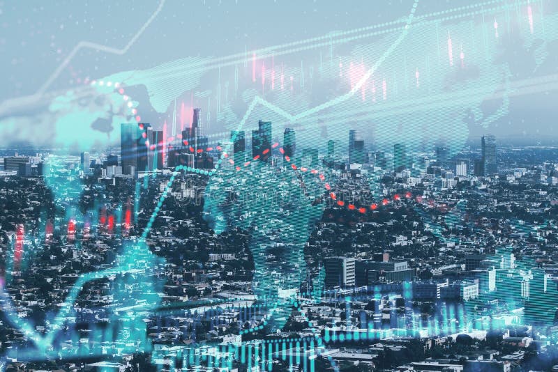 Bright Glowing Forex Chart on Backdrop. Trade, Finance, Stats. Double ...
