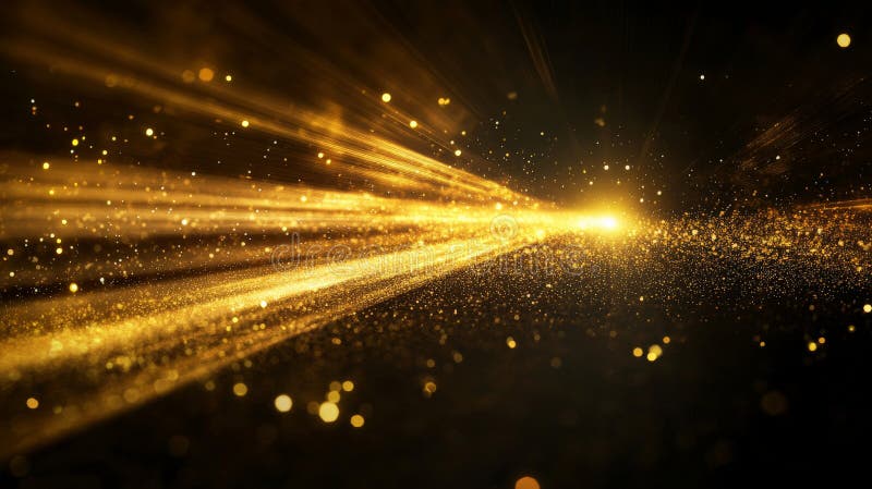 Bright Glowing Golden Light Beams Piercing through a Black Background ...