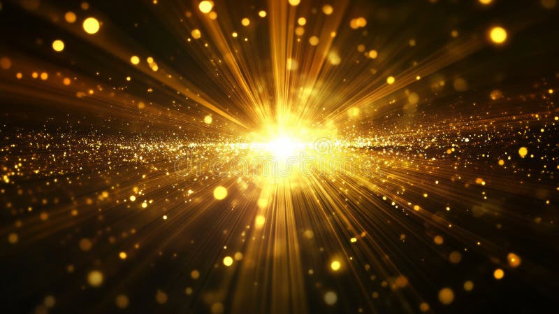 Bright Glowing Golden Light Beams Piercing through a Black Background ...