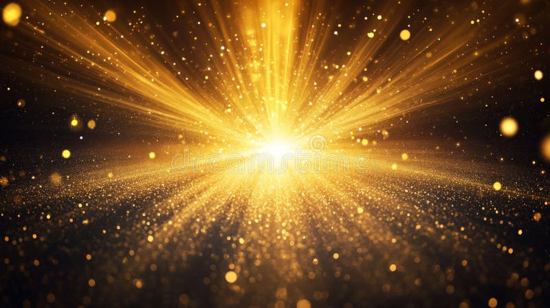 Bright Glowing Golden Light Rays Bursting Out from the Center of a Dark ...