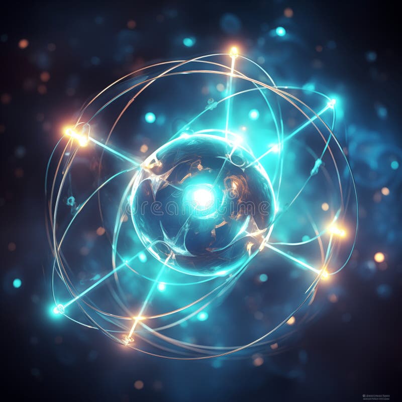 Atom with Rotating Electrons, Energy and Matter Concept Background ...