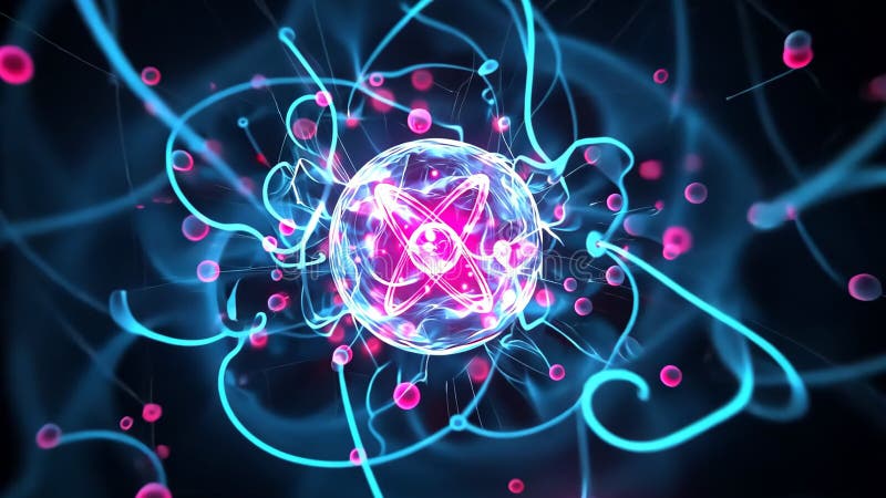 Atom with Rotating Electrons, Energy and Matter Concept Background ...