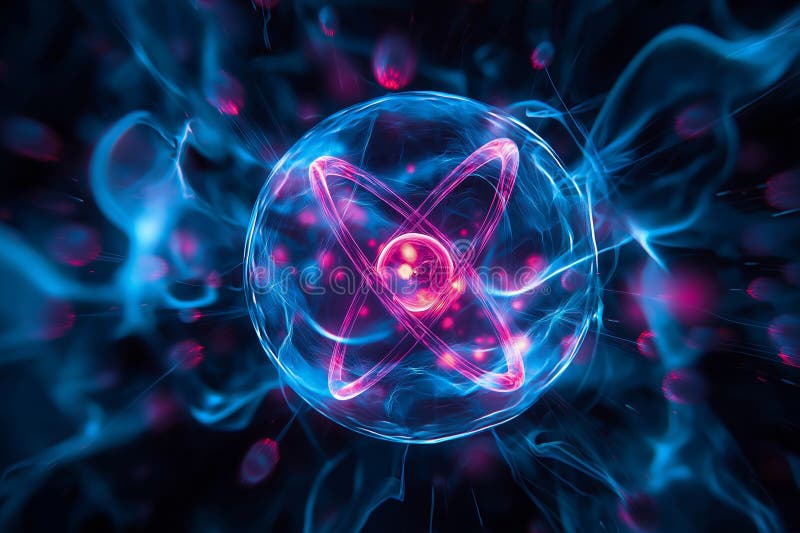 Atom with Rotating Electrons, Energy and Matter Concept Background ...