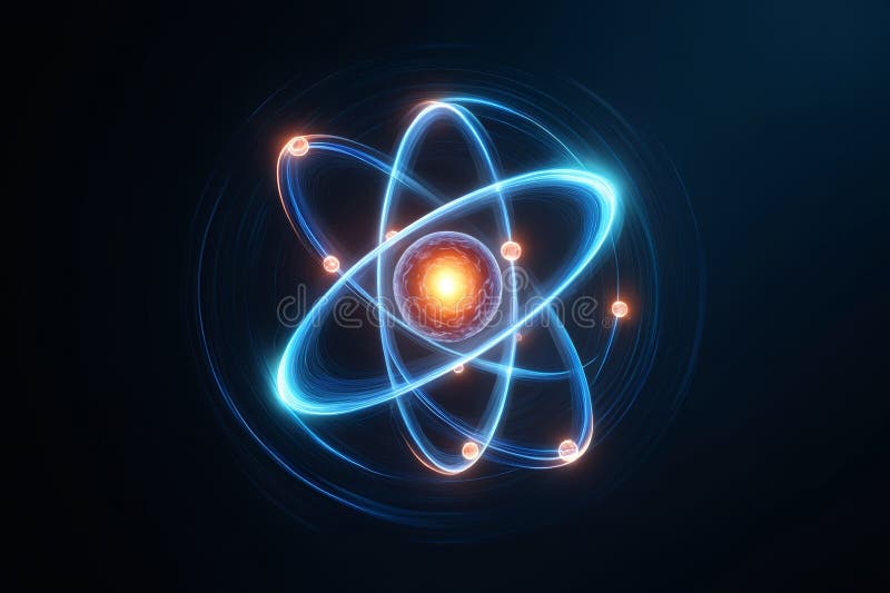 Atom with Rotating Electrons, Energy and Matter Concept Background ...