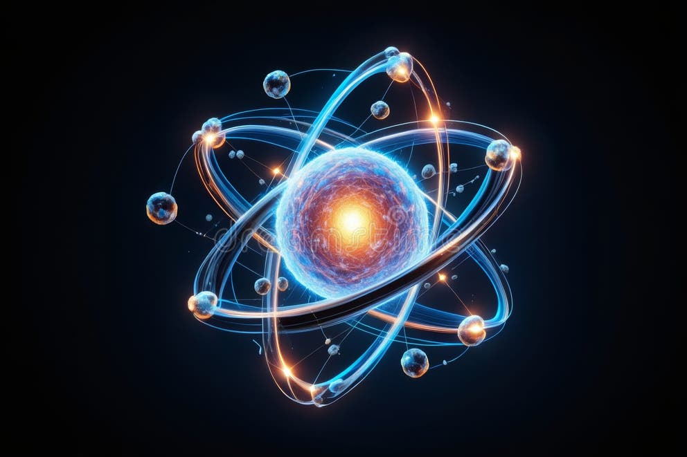 Atom with Rotating Electrons, Energy and Matter Concept Background ...