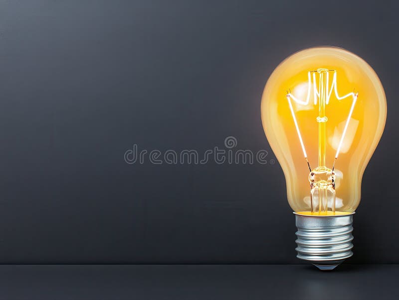 Bright Glowing Incandescent Light Bulb on Dark Background, Energy ...