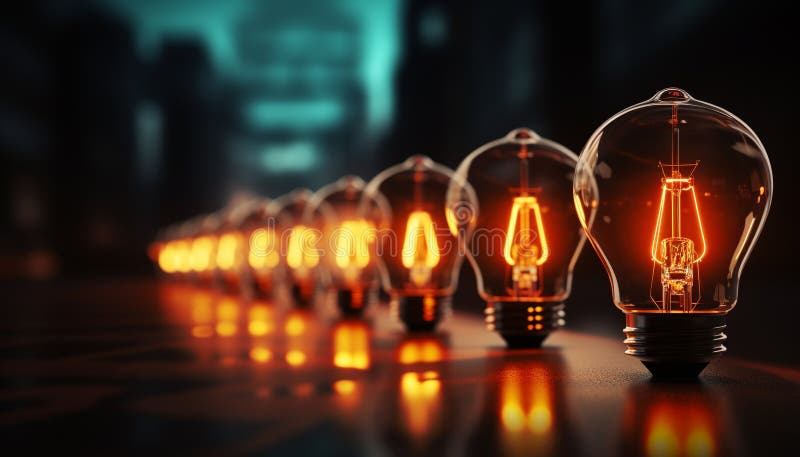 Bright Glowing Light Bulb Igniting Ideas and Innovation Generated by AI ...