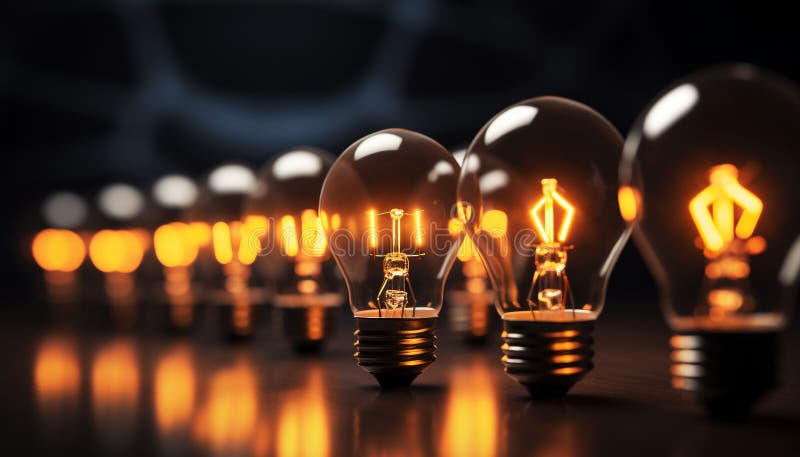 Bright Glowing Light Bulb Illuminates Ideas and Innovation Generated by ...