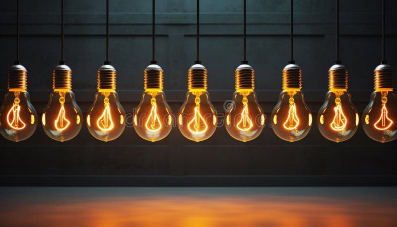 Bright Glowing Light Bulb Illuminates Ideas and Innovation Generated by ...