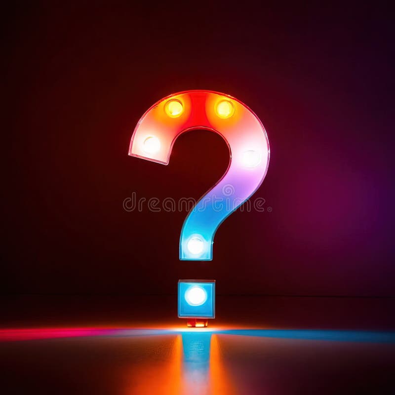 Bright Glowing Light Symbol of Question Mark, Showing Interrogation and ...