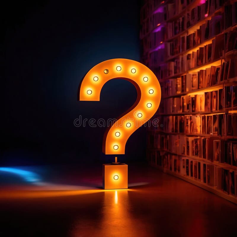 Bright Glowing Light Symbol of Question Mark, Showing Interrogation and ...
