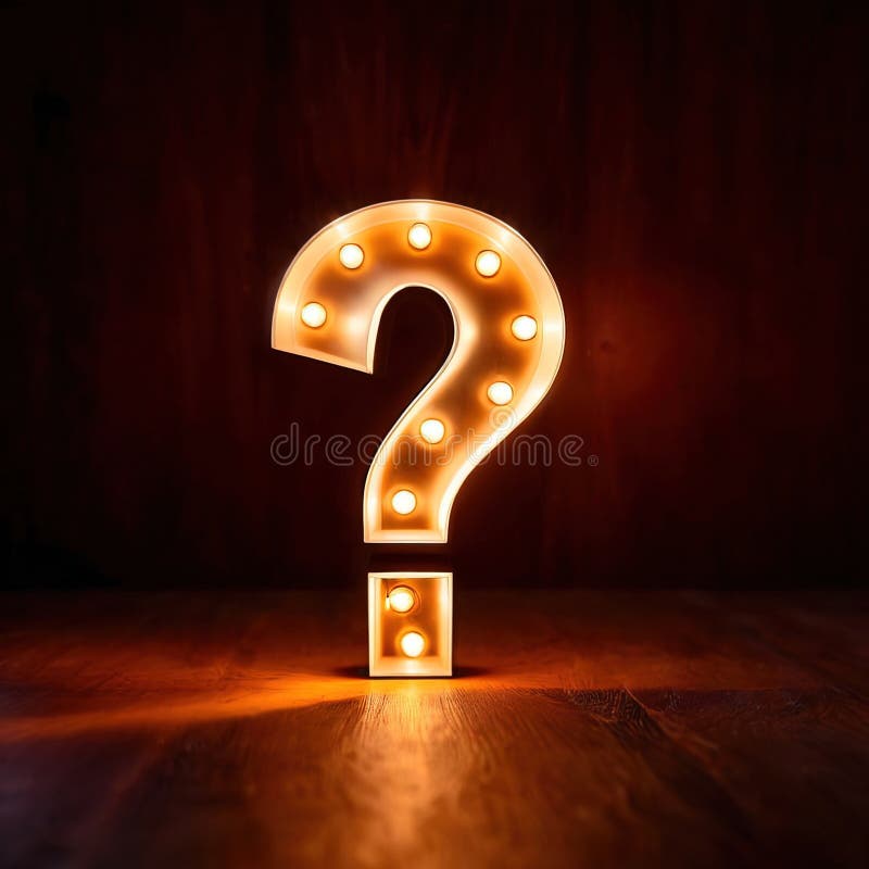 Bright Glowing Light Symbol of Question Mark, Showing Interrogation and ...