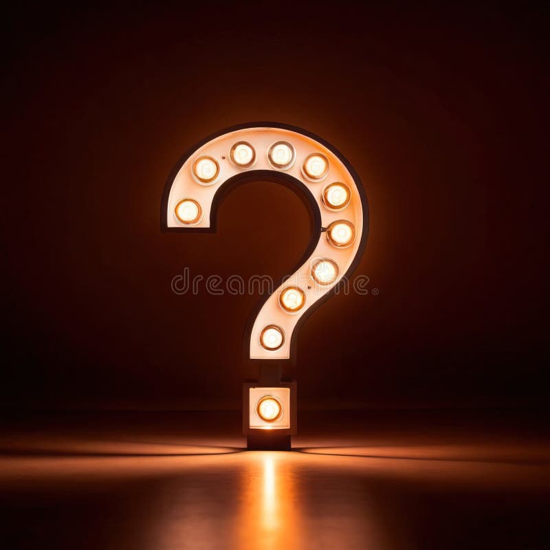 Bright Glowing Light Symbol of Question Mark, Showing Interrogation and ...