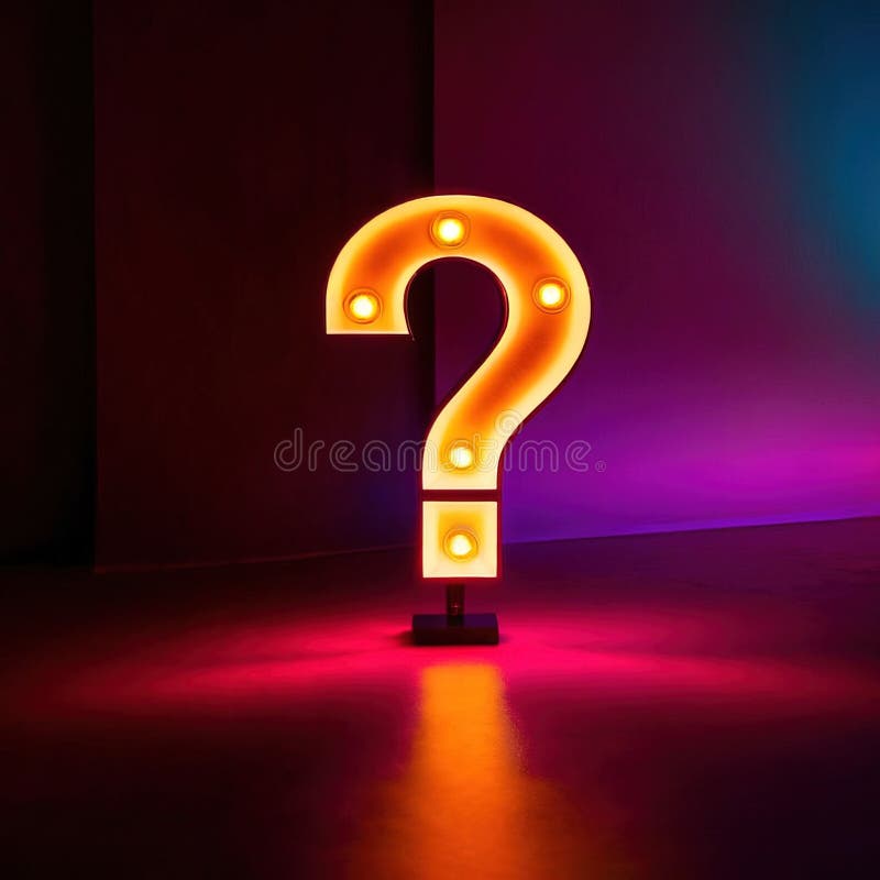 Bright Glowing Light Symbol of Question Mark, Showing Interrogation and ...