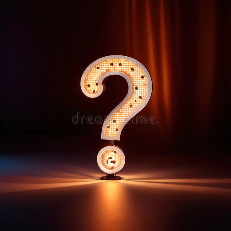 Bright Glowing Light Symbol of Question Mark, Showing Interrogation and ...