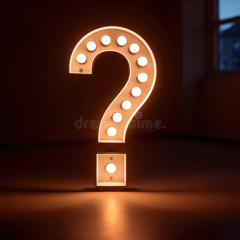 Bright Glowing Light Symbol of Question Mark, Showing Interrogation and ...