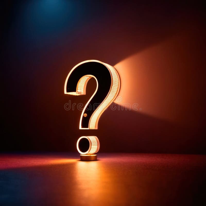 Bright Glowing Light Symbol of Question Mark, Showing Interrogation and ...
