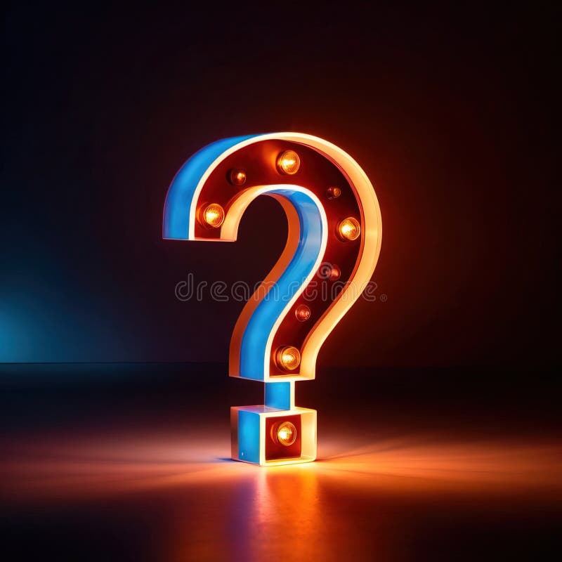 Bright Glowing Light Symbol of Question Mark, Showing Interrogation and ...