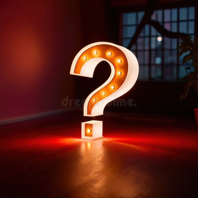 Bright Glowing Light Symbol of Question Mark, Showing Interrogation and ...
