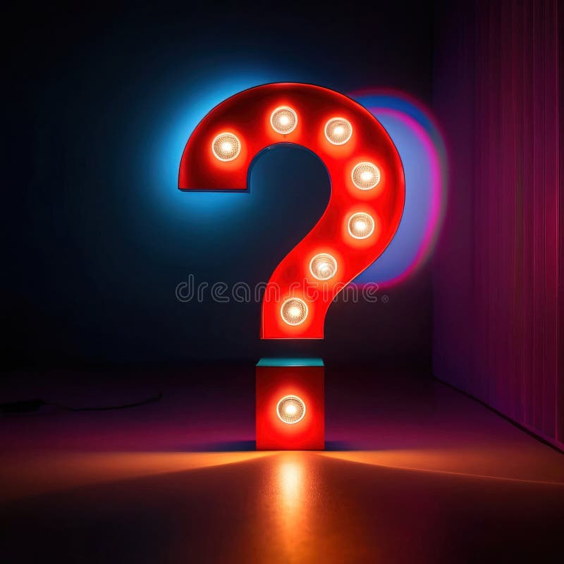 Bright Glowing Light Symbol of Question Mark, Showing Interrogation and ...