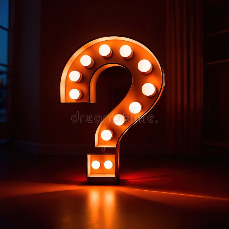 Bright Glowing Light Symbol of Question Mark, Showing Interrogation and ...