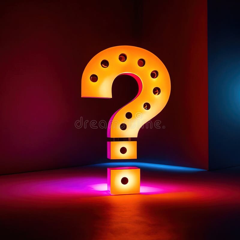 Bright Glowing Light Symbol of Question Mark, Showing Interrogation and ...