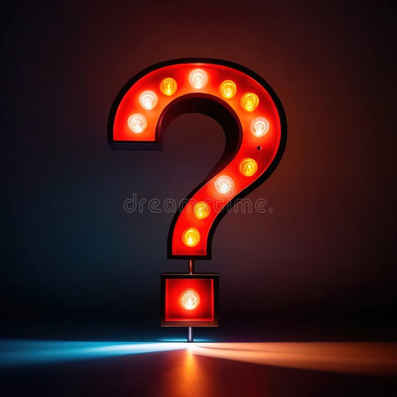 Bright Glowing Light Symbol of Question Mark, Showing Interrogation and ...