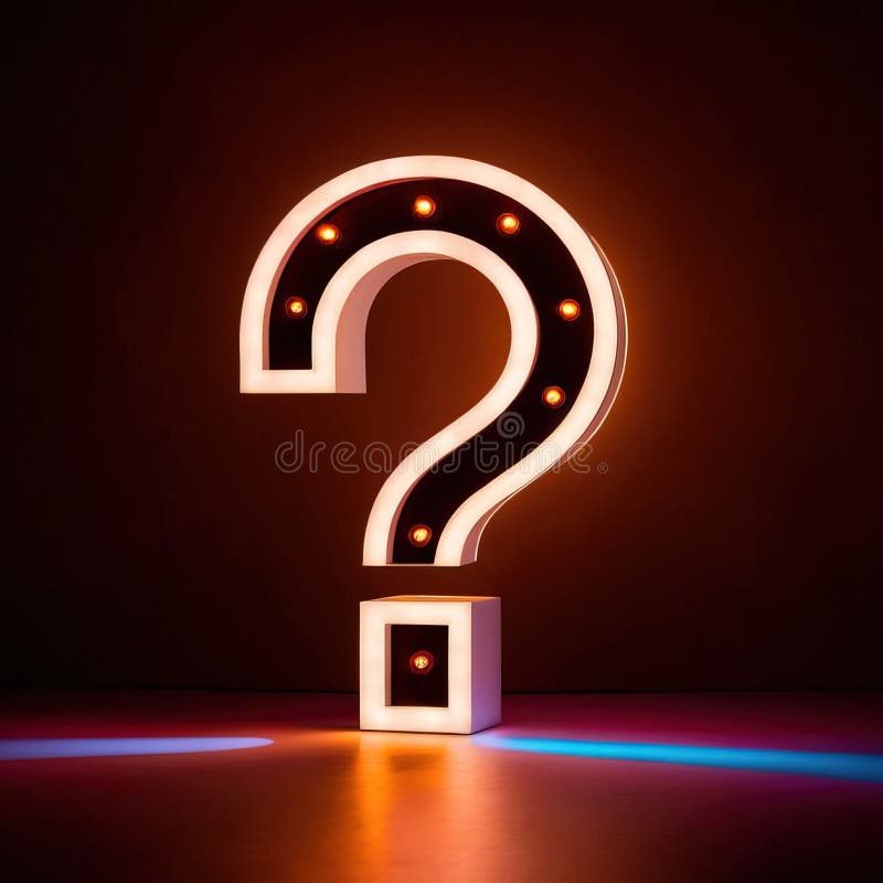 Bright Glowing Light Symbol of Question Mark, Showing Interrogation and ...