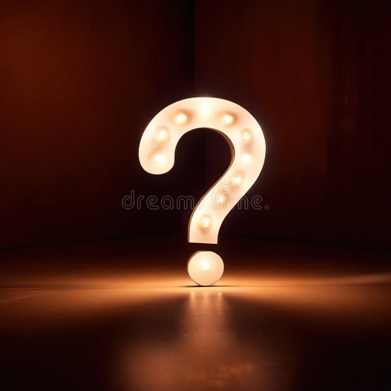 Bright Glowing Light Symbol of Question Mark, Showing Interrogation and ...