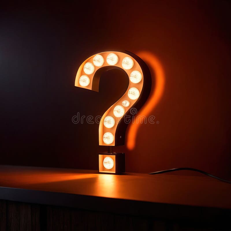 Bright Glowing Light Symbol of Question Mark, Showing Interrogation and ...