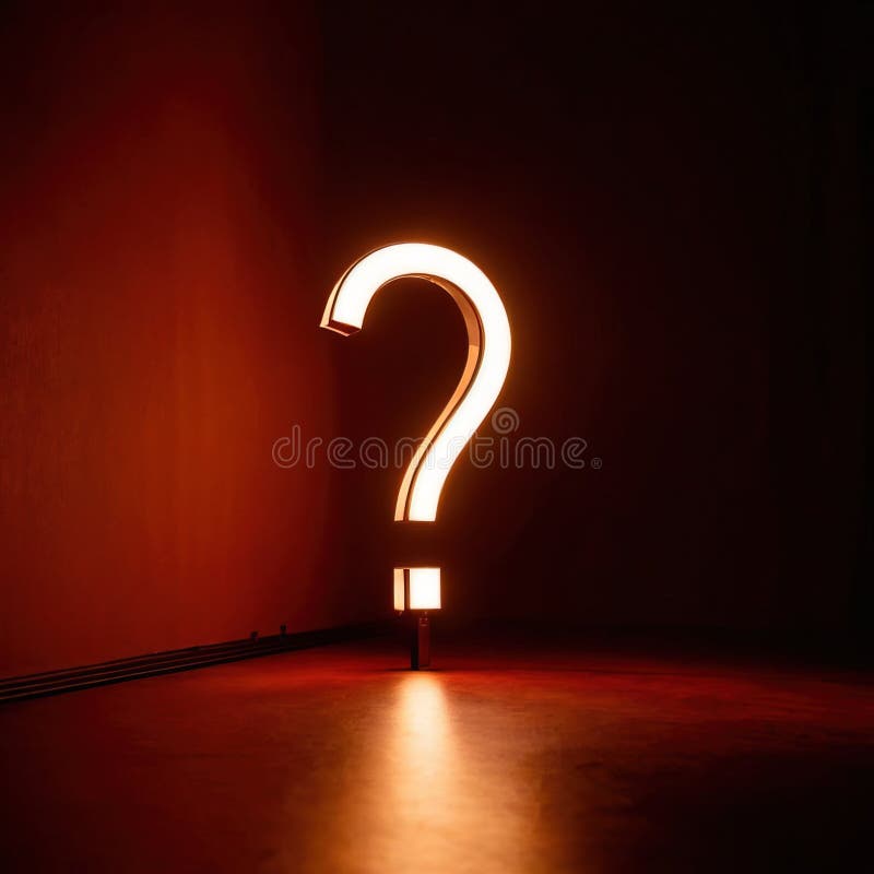 Bright Glowing Light Symbol of Question Mark, Showing Interrogation and ...