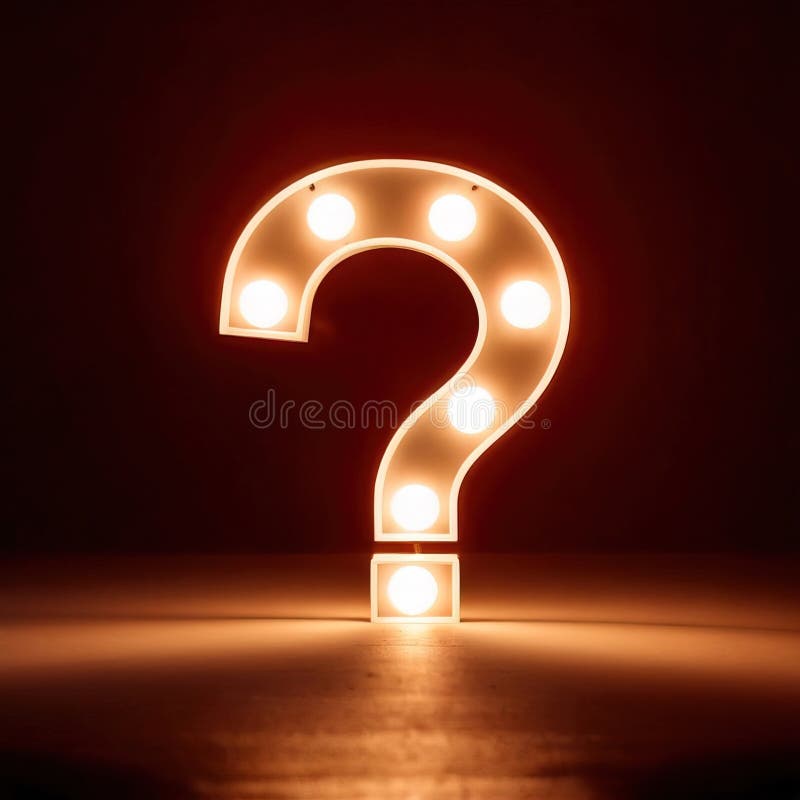 Bright Glowing Light Symbol of Question Mark, Showing Interrogation and ...