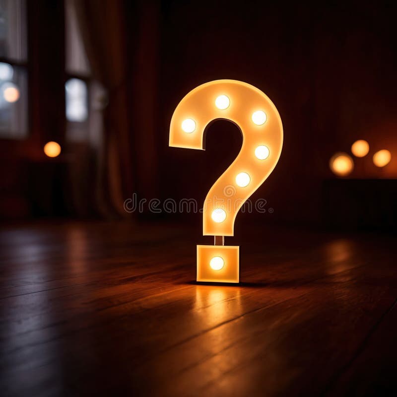 Bright Glowing Light Symbol of Question Mark, Showing Interrogation and ...