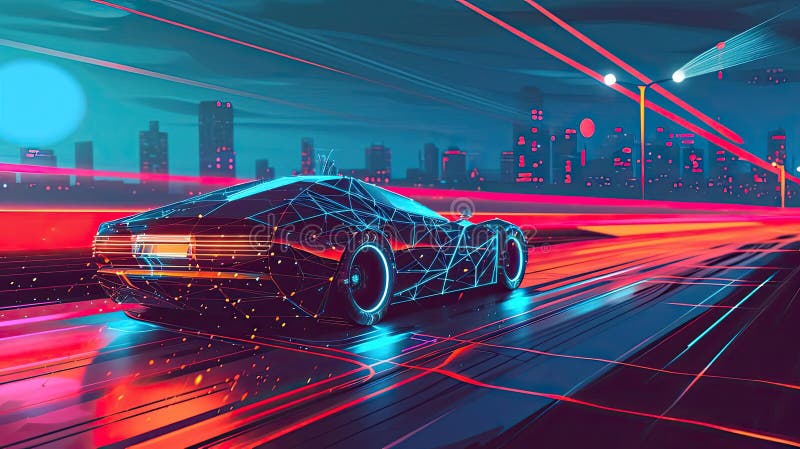 Bright glowing modern car stock illustration. Illustration of vehicle ...