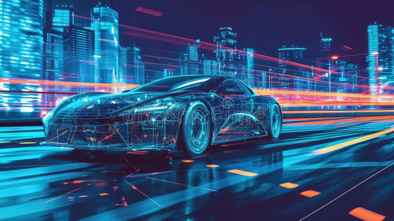 Bright glowing modern car stock photo. Image of road - 302058526