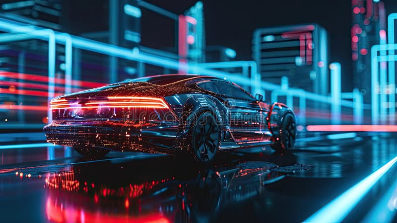 Bright glowing modern car stock illustration. Illustration of ...