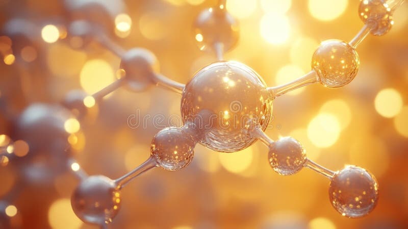 Bright Glowing Molecules on a Vibrant Background Stock Illustration ...