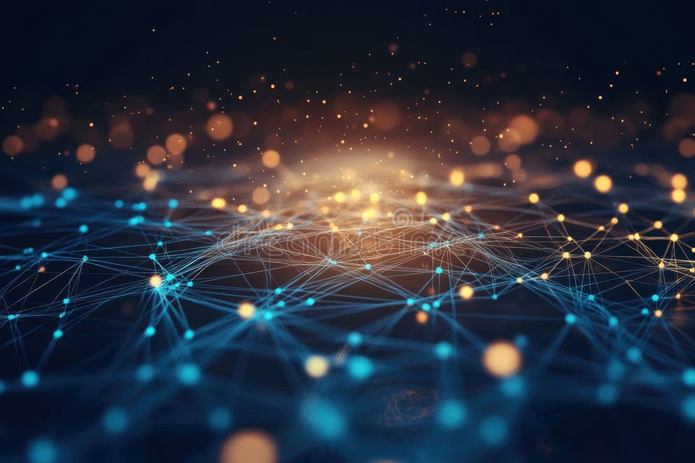 Visual Representation of Interconnected Network Nodes with Glowing ...