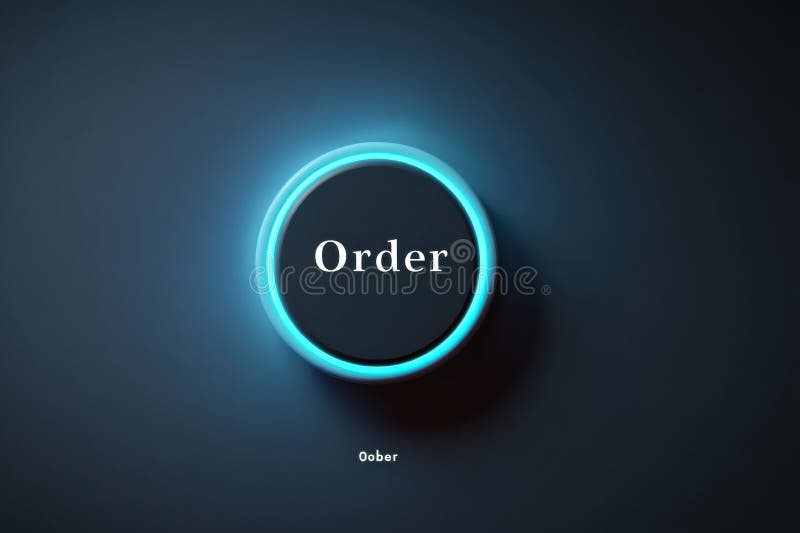 Bright Glowing Order Button Against a Simple Blue Background for Easy ...
