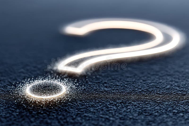Bright Glowing Question Mark on a Dark Textured Surface Creating an ...